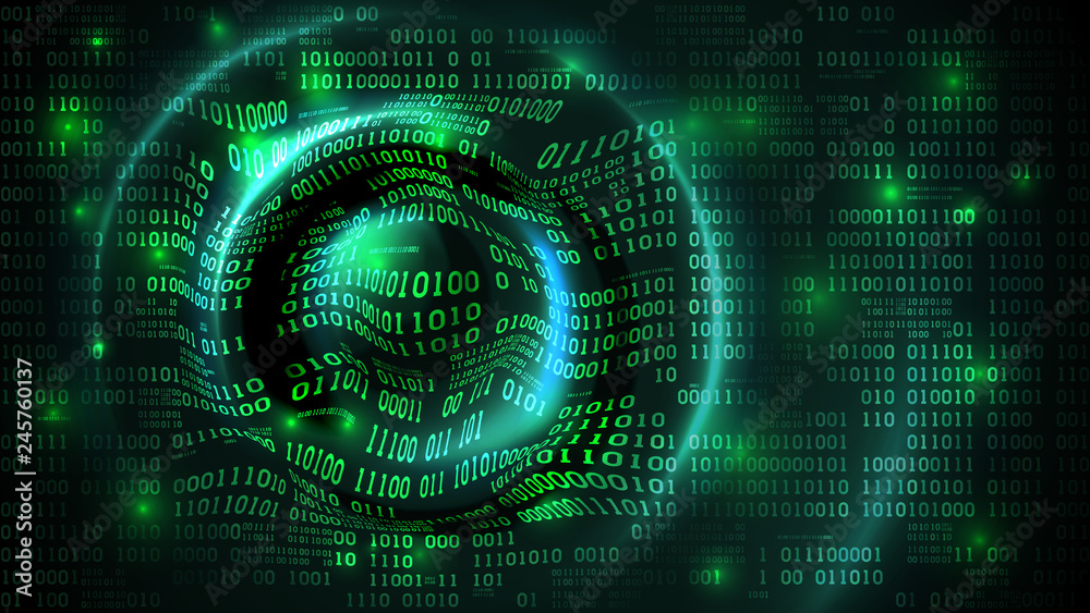 Abstract Data Array Matrix Cyberspace With Digits Futuristic Background With Binary Code And