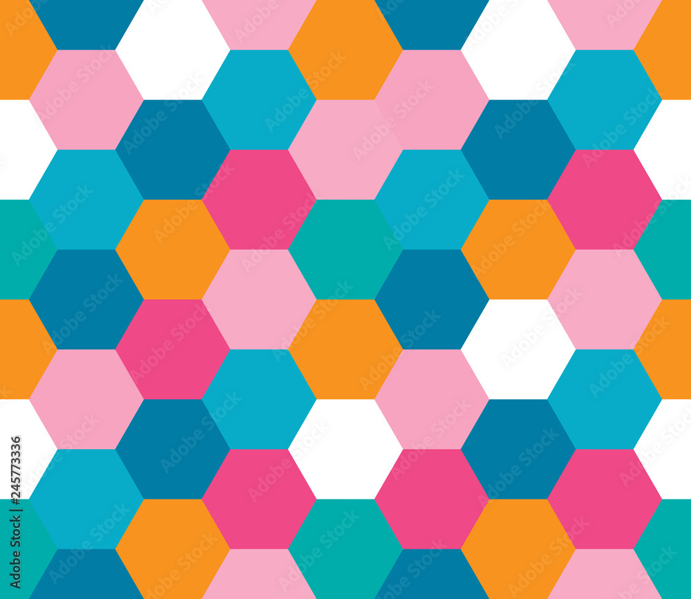 Seamless geometric pattern. Colorful infinity abstract honeycomb ...