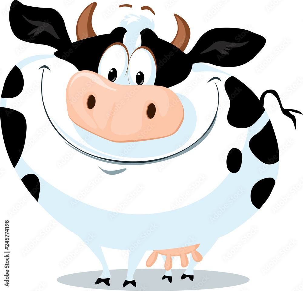 The Cute Fat Cow Farm Animal Vector Cartoon Illustration Stock Vector ...
