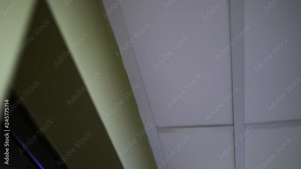 Surveillance cameras on the ceiling. Office security service. POV ...