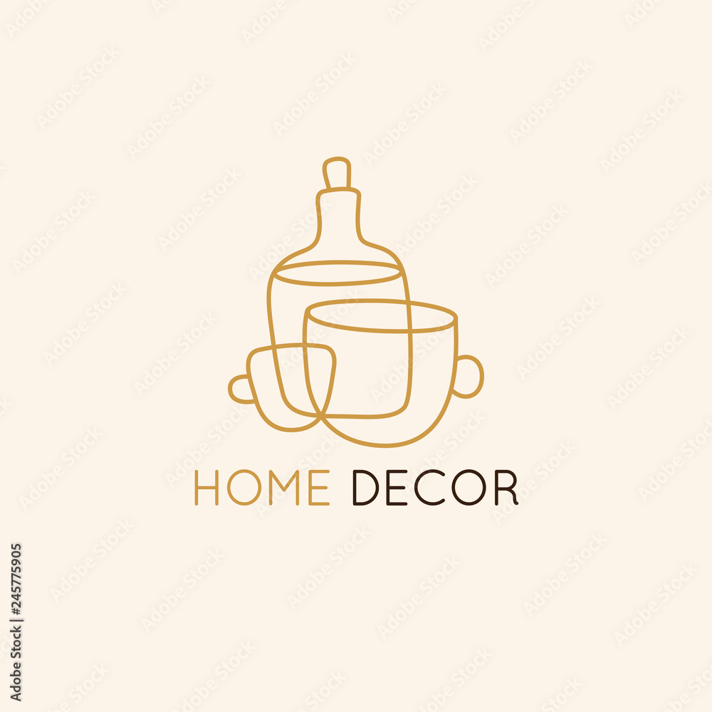 Vector logo design template in simple linear style - home decor stores ...