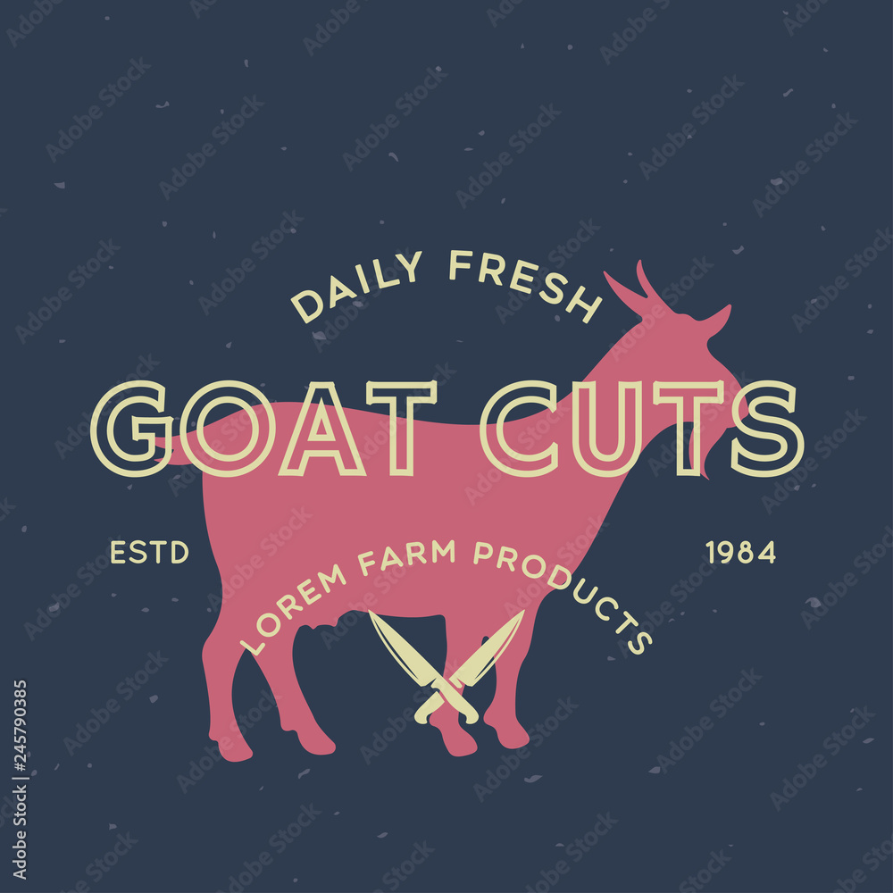 Vintage logo for dairy and meat business, butcher shop, market ...