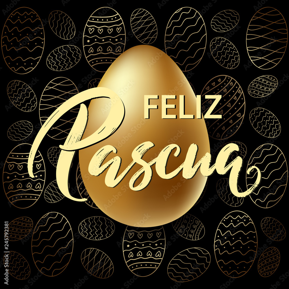 Feliz Pascua - Happy Easter hand drawn typography lettering in Spanish ...
