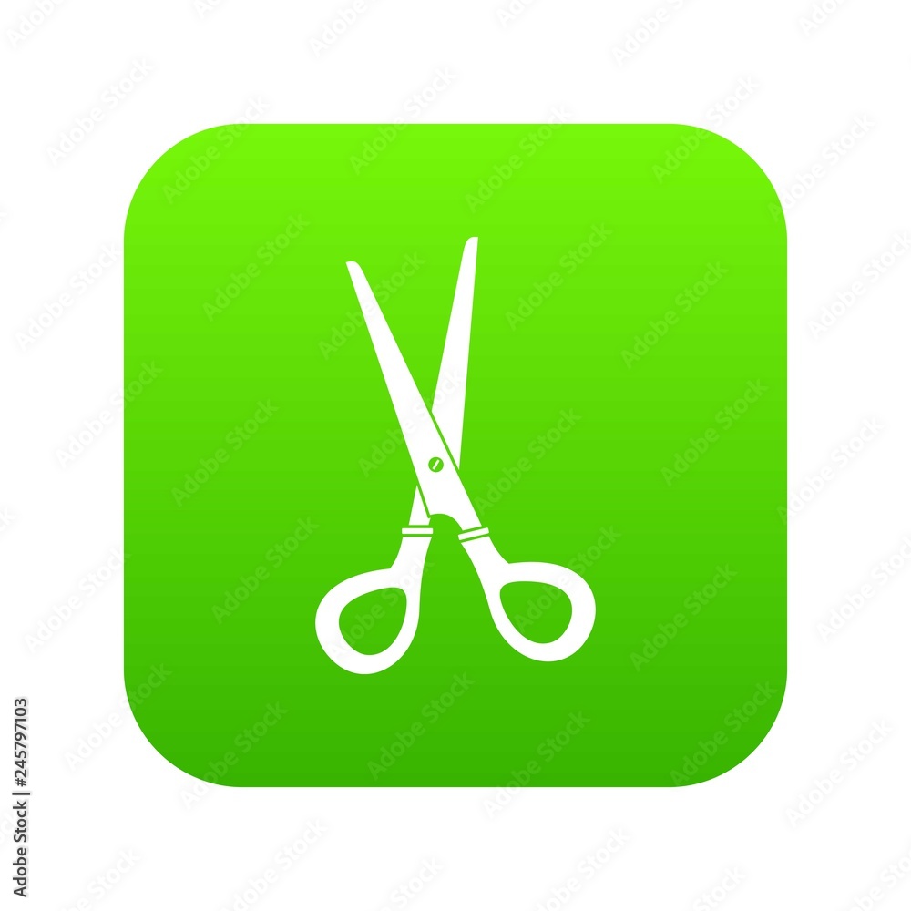 Stationery scissors icon digital green for any design isolated on white ...