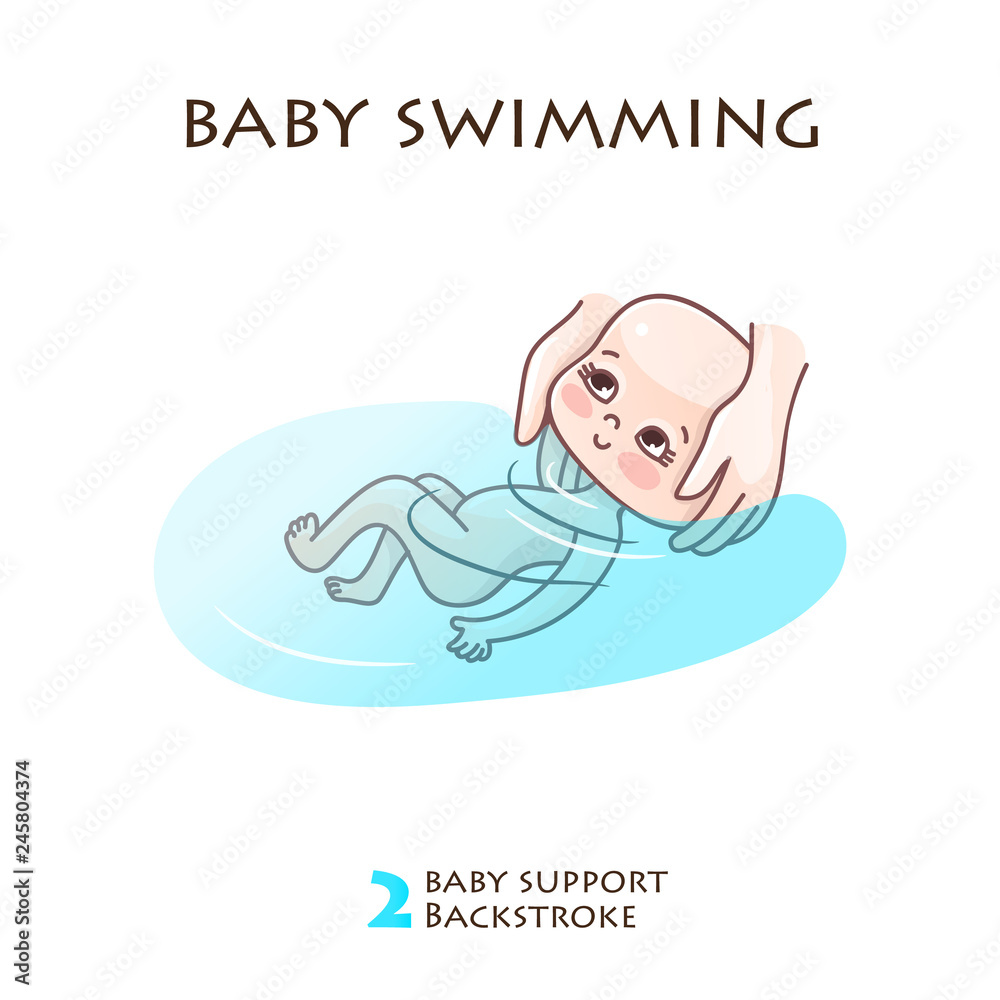 Baby swimming and child care rulesl. Infographics of infant swimming ...