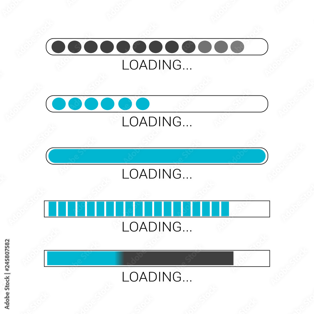 loading bar progress icons, load sign vector illustration Stock Vector ...