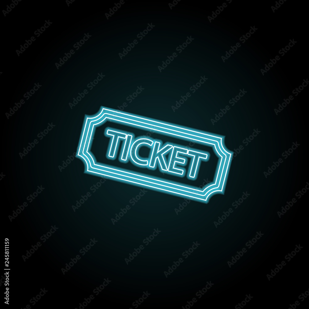 Ticket icon icon in neon style. Simple thin line, outline vector of ...