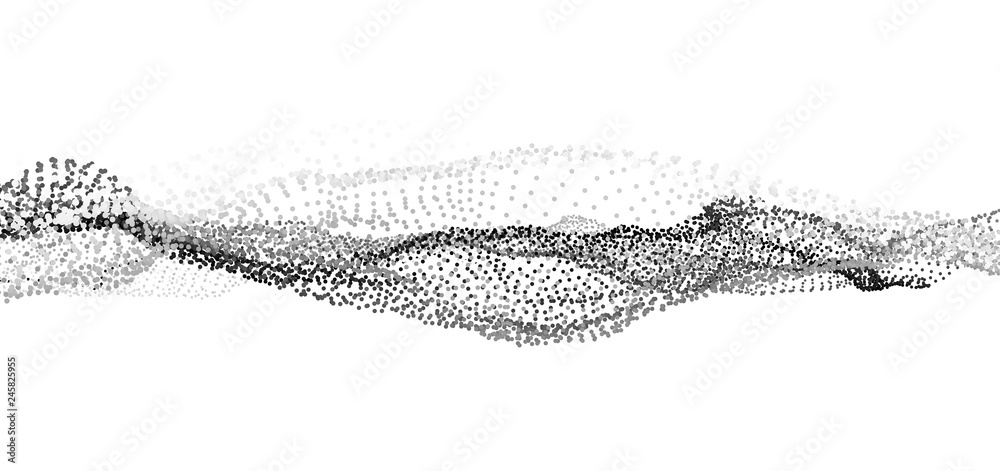 Wave 3d. Wave of particles. Futuristic point wave. Design for poster ...