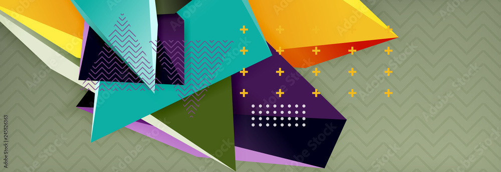 3d Triangular Shapes Geometric Background Origami Style Pattern With