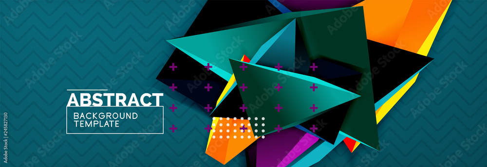 3d triangular shapes geometric background. Origami style pattern with ...