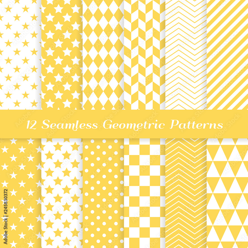Yellow and White Geometric Vector Patterns. Sunny Pastel Color ...