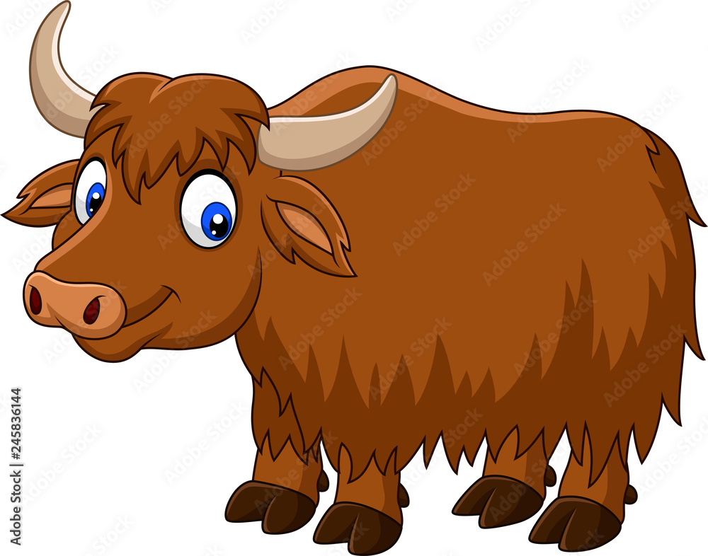 Cartoon happy yak Stock Vector | Adobe Stock