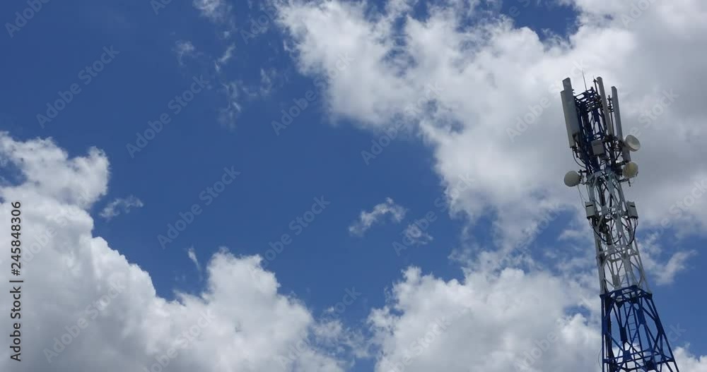 Video time lapse or timelapse of technology station connection, tower ...