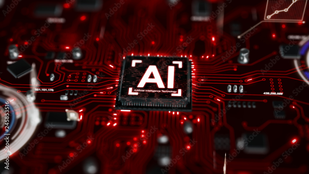 3D render AI artificial intelligence technology CPU central processor ...