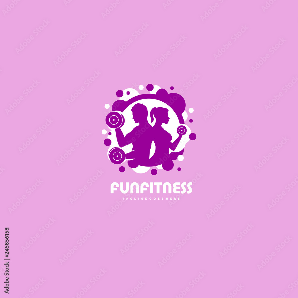 Fun fitness logo - workout logo vector Stock Vector | Adobe Stock