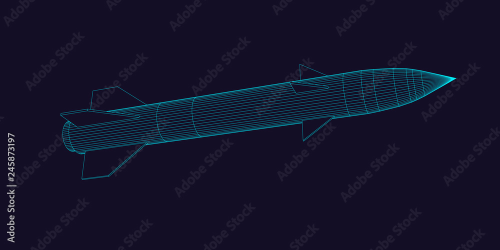 Military missile. Vector outline illustration Stock Vector | Adobe Stock