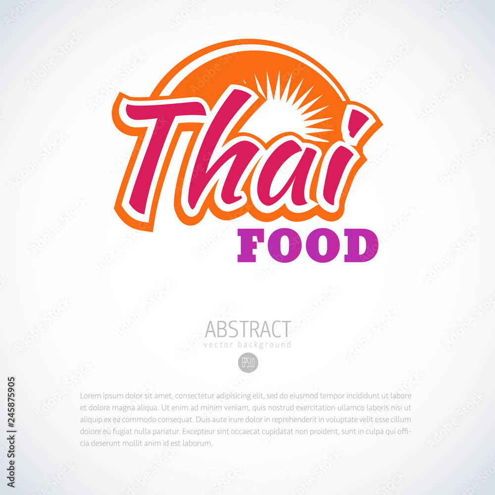 Thai food menu flat logo template Stock Vector | Adobe Stock