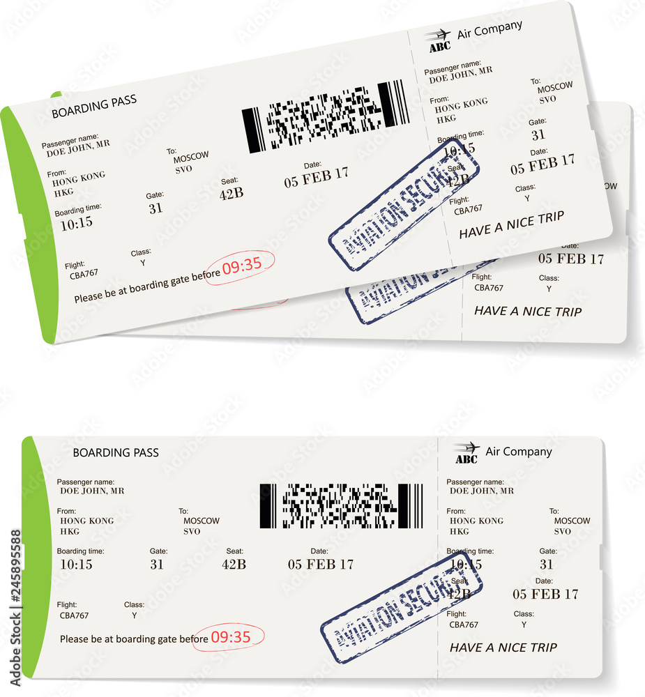 Vetor de Realistic airplane template. Boarding pass vector illustration ...