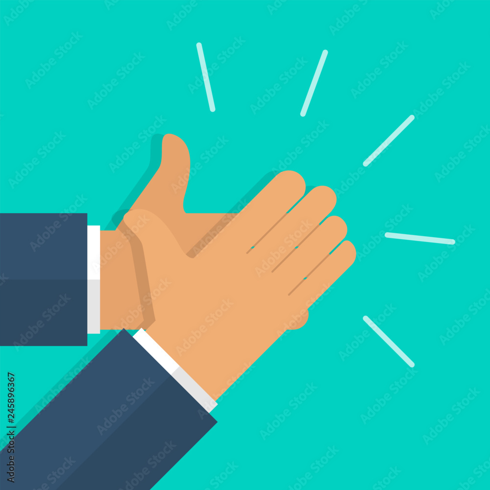 Human hands clapping in flat design. Applause, clapping, congratulation ...