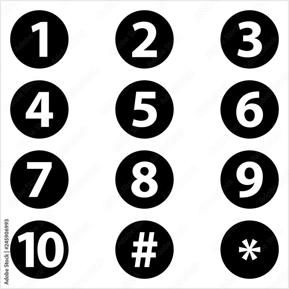 Number Center Aligned Inside Circle One To Ten Stock Vector | Adobe Stock