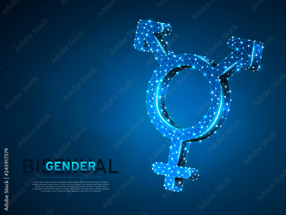Bisexual pride, people symbol. Wireframe digital 3d illustration. Low ...