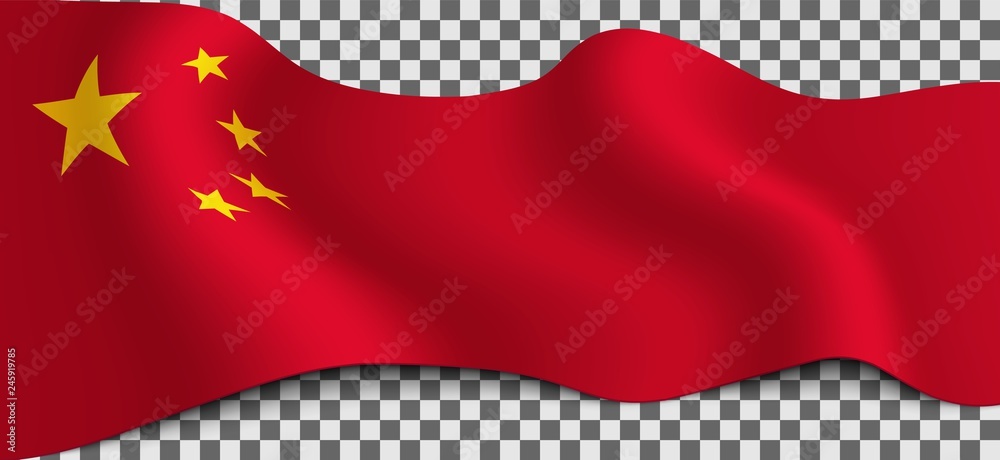 Vector Long Chinese flag on transparent background Stock Vector | Adobe ...