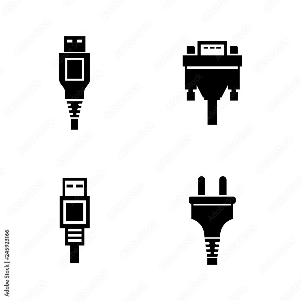 PC Plug, Connector. Simple Related Vector Icons Stock Vector | Adobe Stock