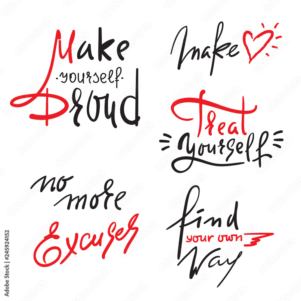 Set of inspire and motivational quotes. Hand drawn beautiful ...