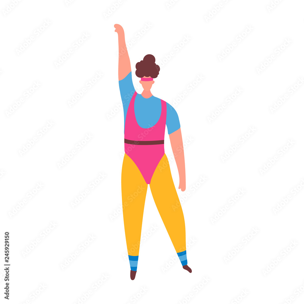 80s years woman girl in aerobics outfit doing workout shaping Stock ...