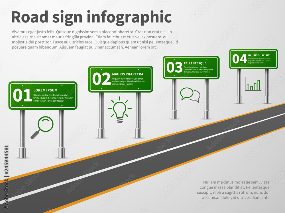Road sign infographic. Banner traffic street route path, blank ...