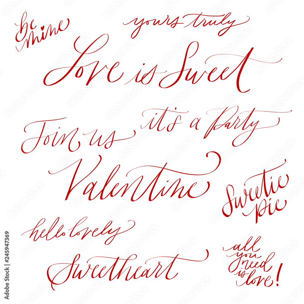 Red Valentine Script Words - Valentine Party - Valentine Invitation ...