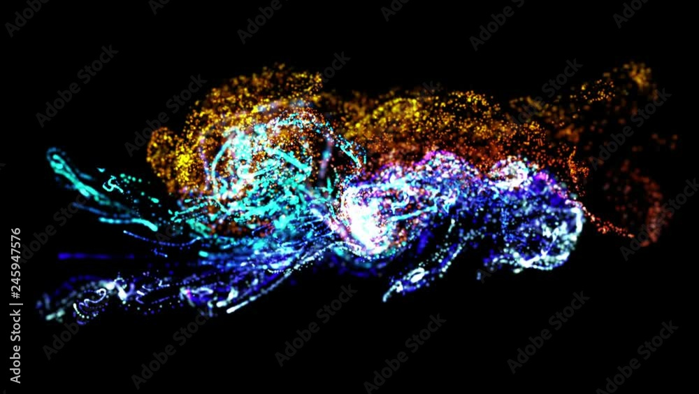 Video Stock collision of two streams of particles in 4k. ink effect ...