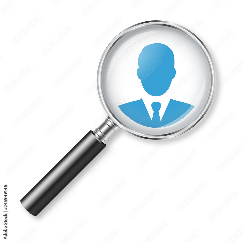 Magnifying glass with profile icon Stock Vector | Adobe Stock