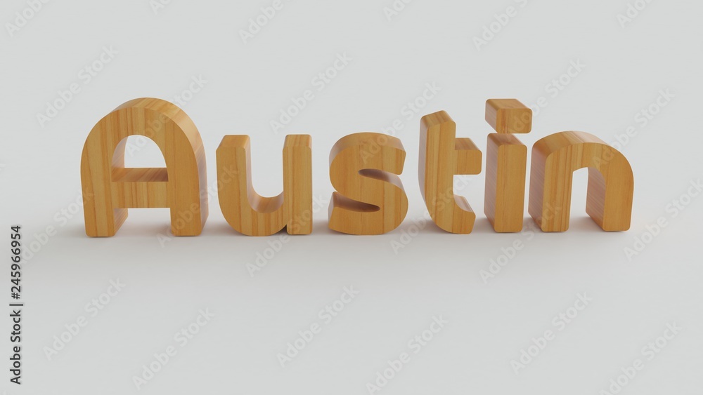 austin name in 3d decorative with wooden texture Stock Photo | Adobe Stock