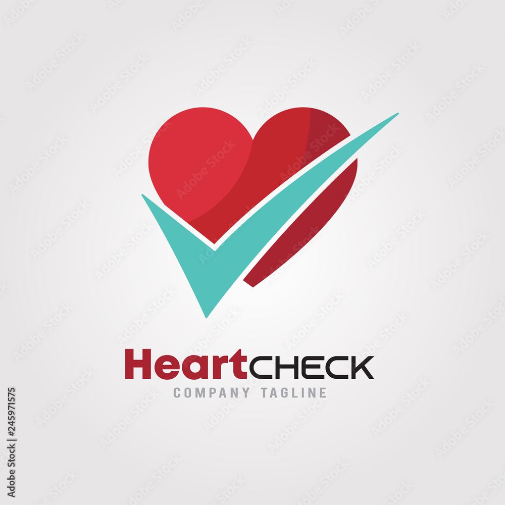 Heart Check up with Heart Icons and check mark Logo template. Stock ...