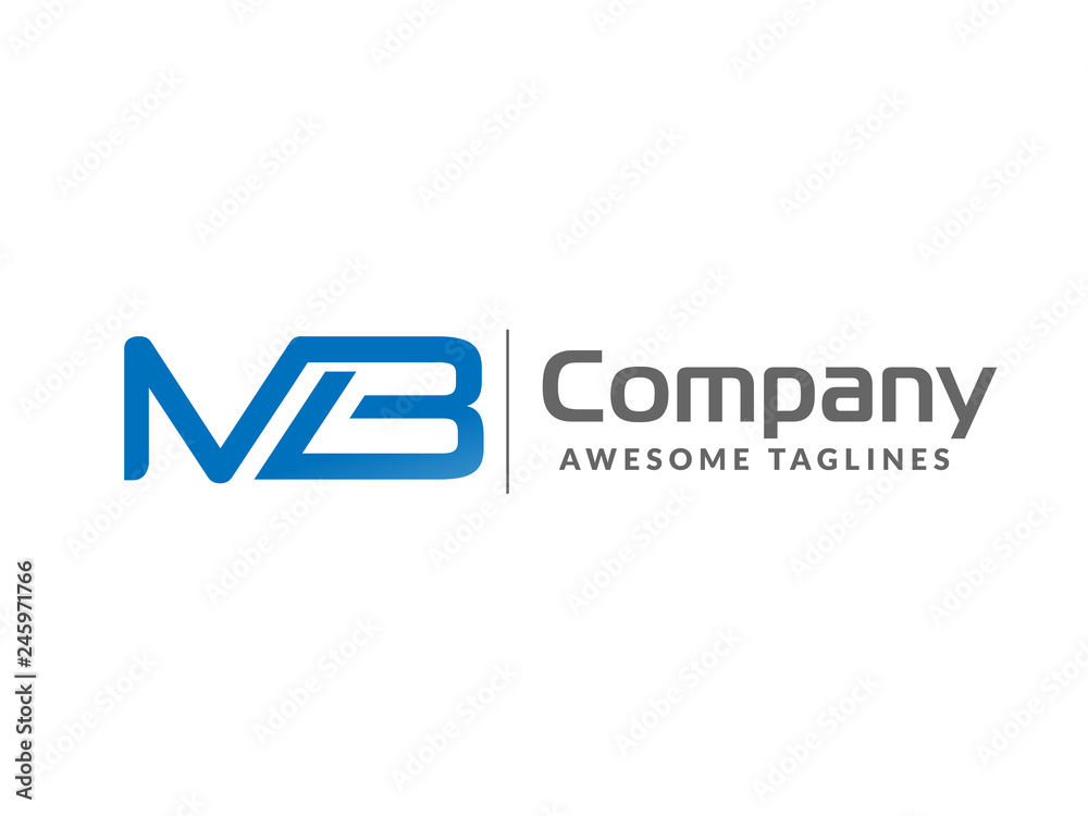 initial letter MB geometric strong logo vector illustration isolated on ...