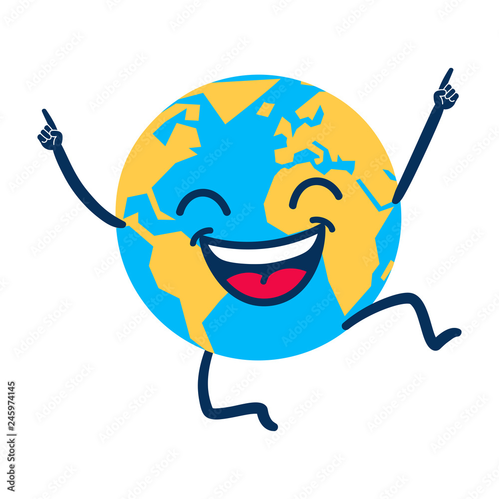 Glücklicher Planet Erde, Cartoon Stock Vector | Adobe Stock