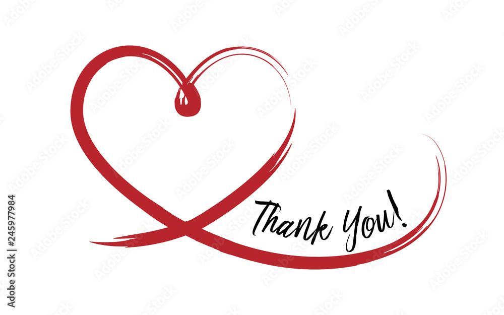 Thank You on hand drawn heart Stock Vector | Adobe Stock