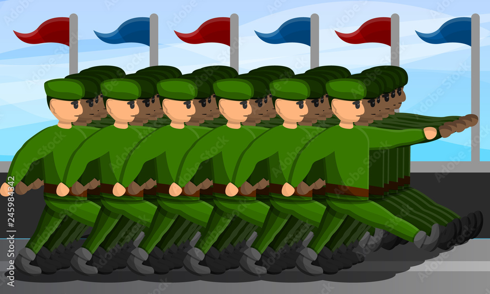 Military parade concept banner. Cartoon illustration of military parade ...