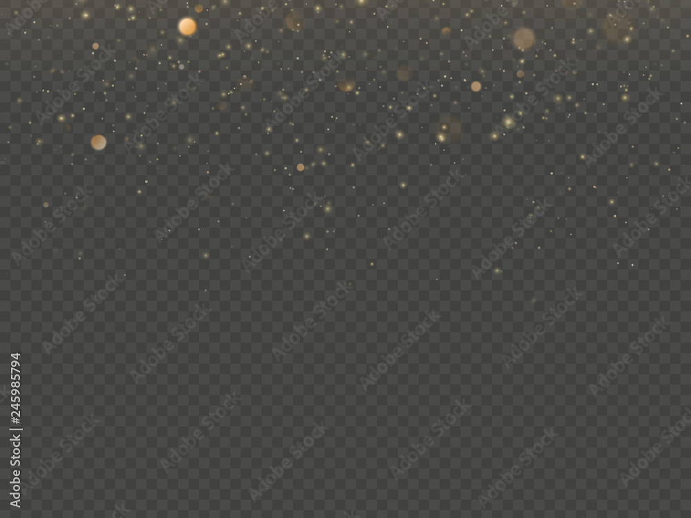 Glitter particles overlay effect. Gold glittering star dust sparkling ...