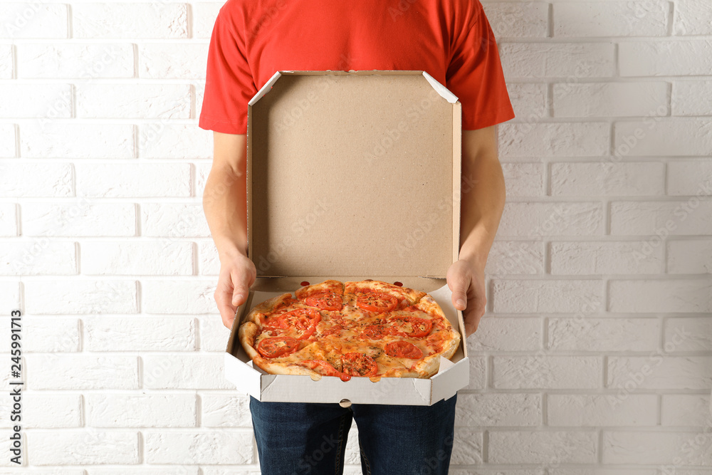 Open Pizza Box With Pizza