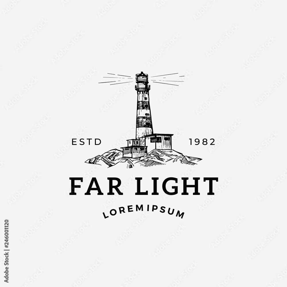 Far Light Abstract Vector Sign, Symbol or Logo Template. Searchlight ...