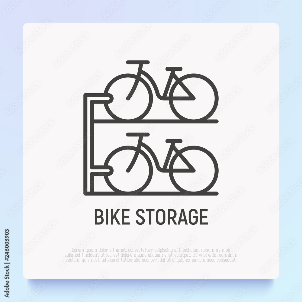 Bike storage thin line icon. Modern vector illustration for logo. Stock ...