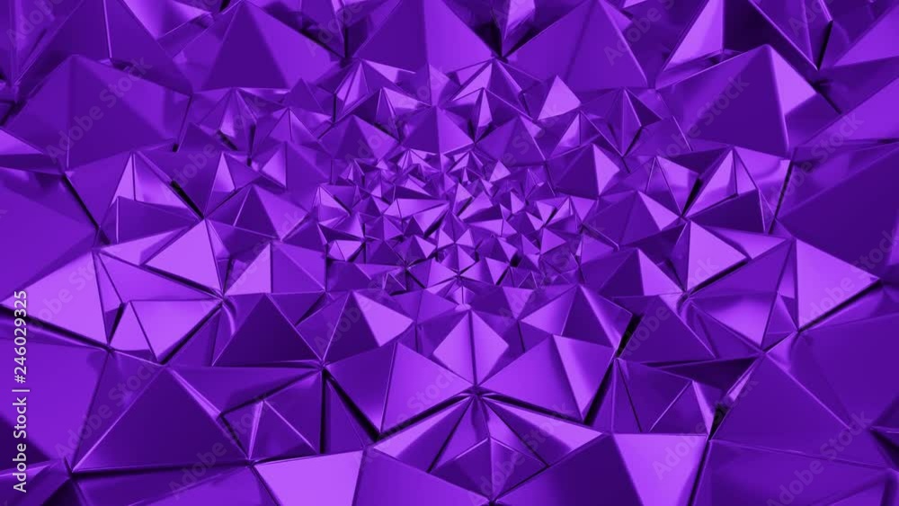 Purple Geometric Triangle Wall waving background. Seamless Loop 4K UHD ...