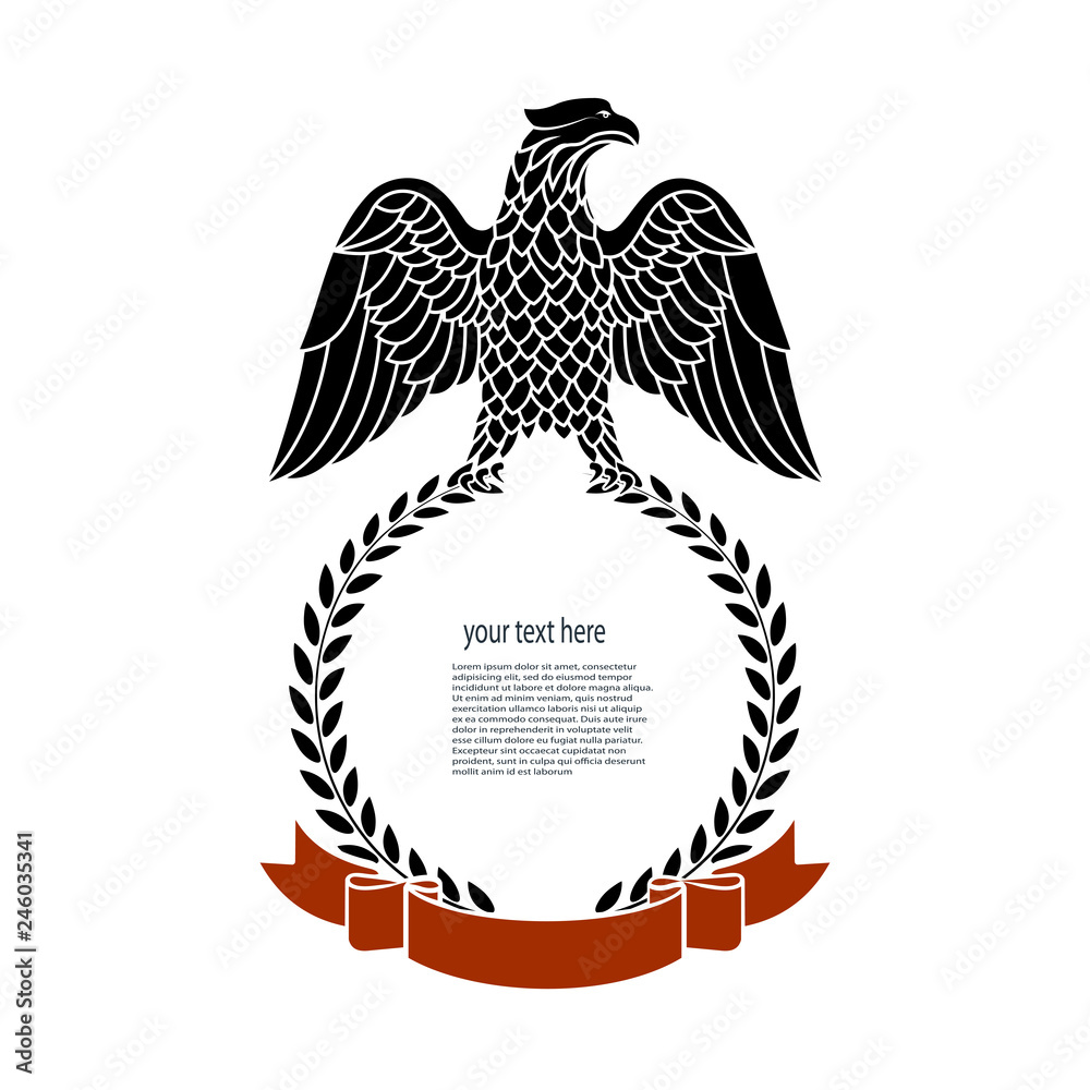 Eagle is a heraldic symbol holds a laurel wreath in its claws Stock ...