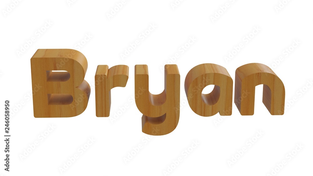 Bryan name in 3d decorative rendering with wooden texture Stock ...