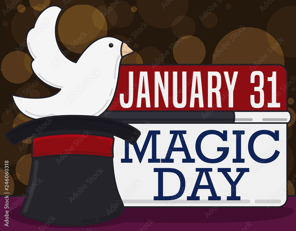Dove in a Magician Hat to Celebrate Magic Day, Vector Illustration ...