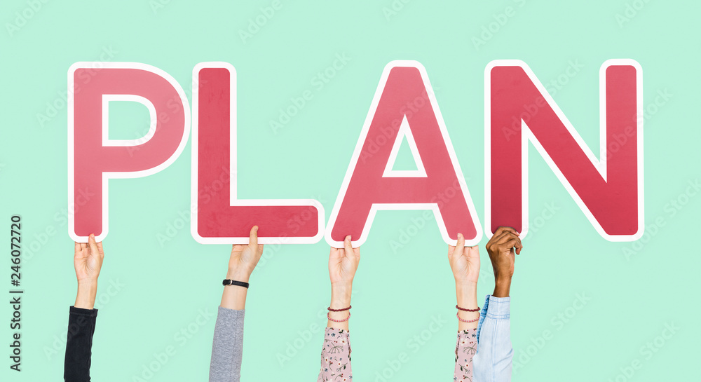 Hands holding up red letters forming the word plan Stock Photo | Adobe ...