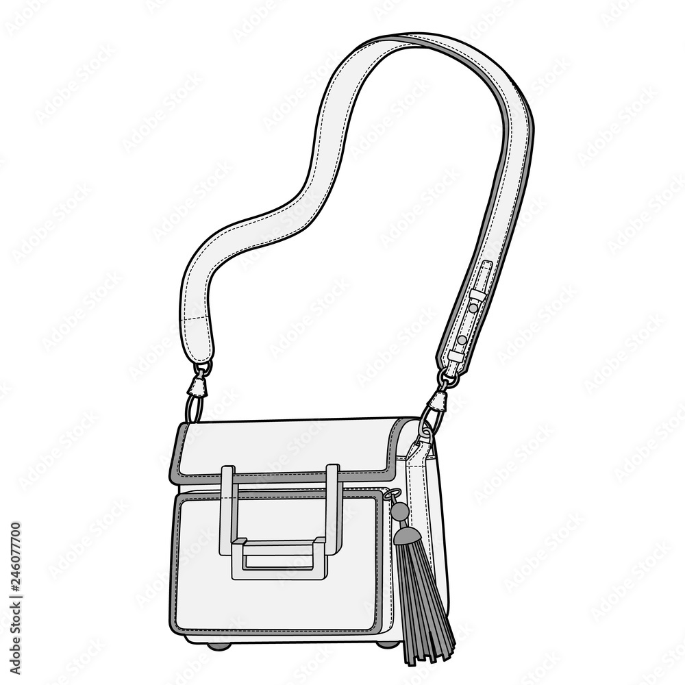 BAG Fashion flat technical drawing vector template Stock Vector | Adobe ...