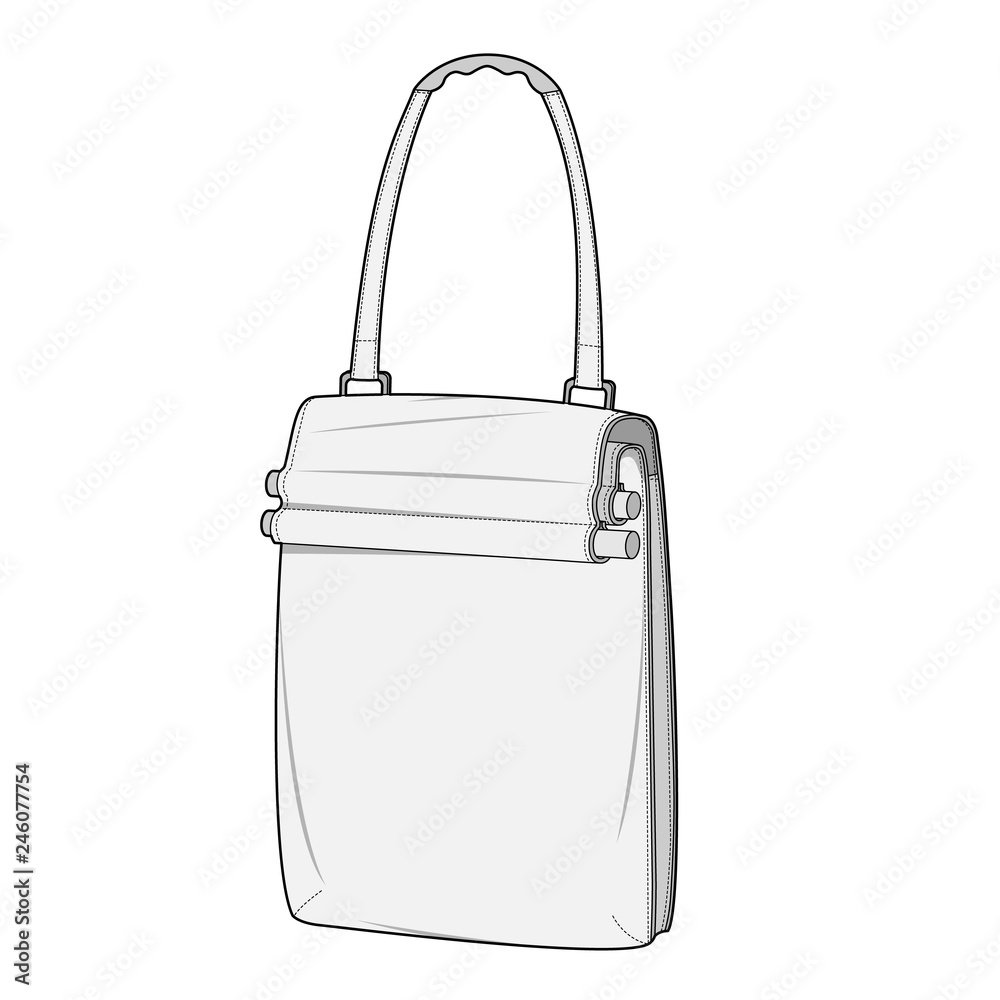 BAG Fashion flat technical drawing vector template Stock Vector | Adobe ...